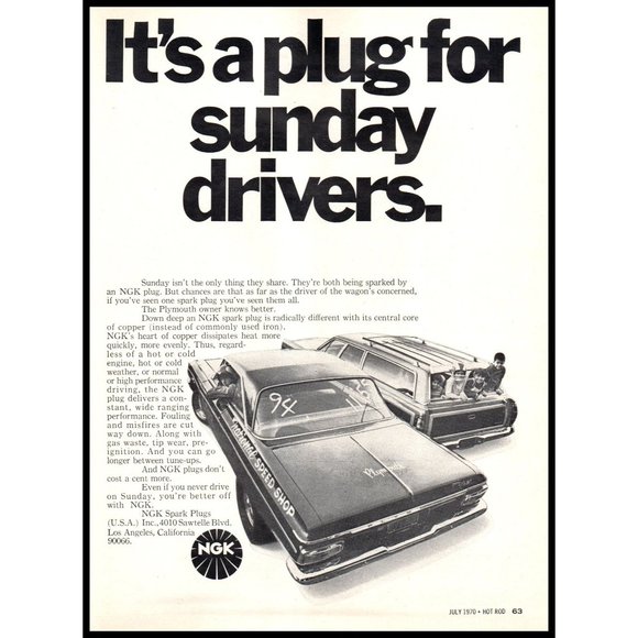 NGK | Art | 97 Ngk Spark Plugs Vintage Print Ad Plymouth Station Wagon ...